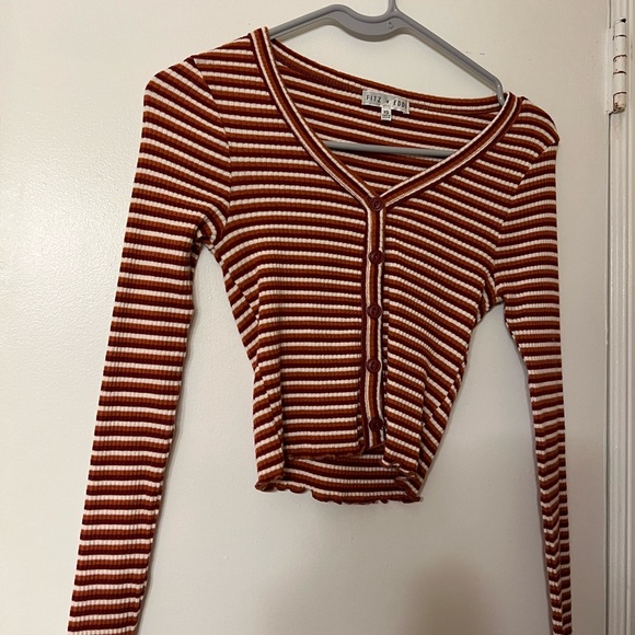 Brandy Melville | Tops | Brandy Melville Red And White Striped Button ...